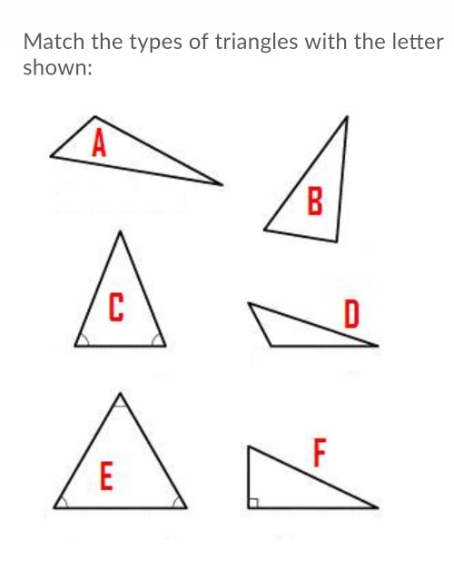 Solved Match the types of triangles with the letter shown: | Chegg.com