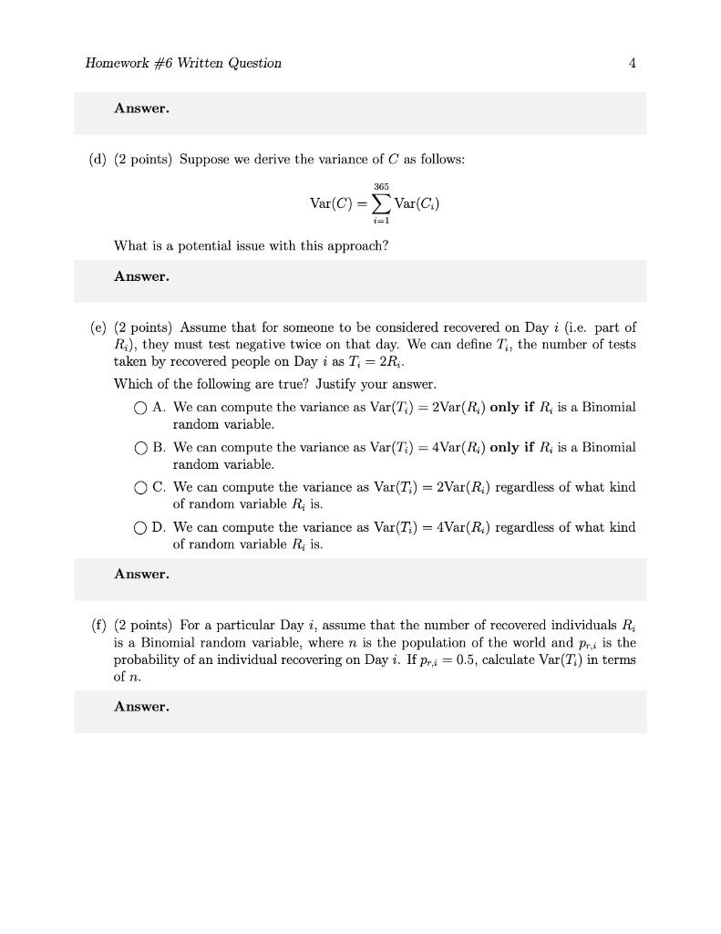 Homework 6 Written Question 3 1 Random Variables Chegg