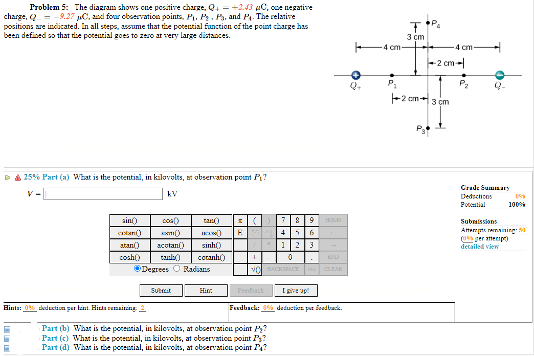 Solved Problem 5: The diagram shows one positive charge, | Chegg.com