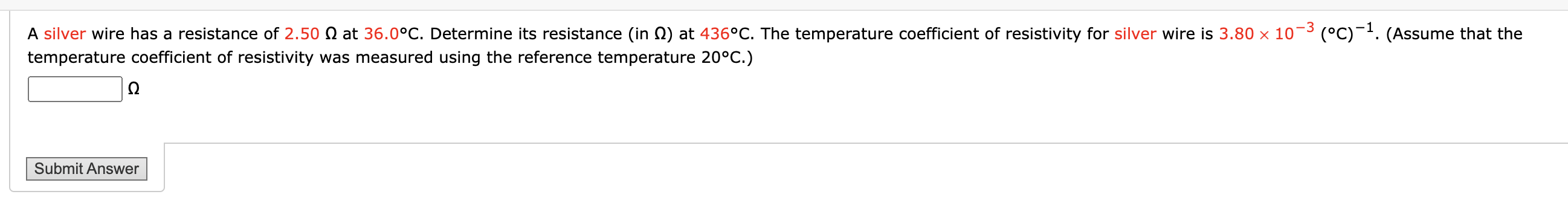 Solved temperature coefficient of resistivity was measured | Chegg.com