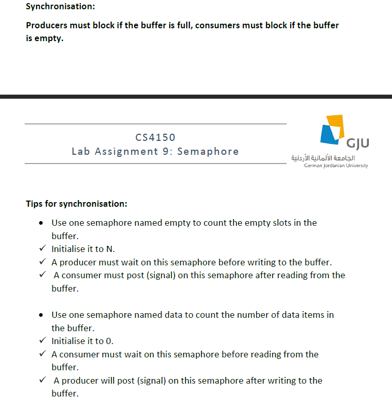Solved Task: The bounded-buffer problems (the | Chegg.com