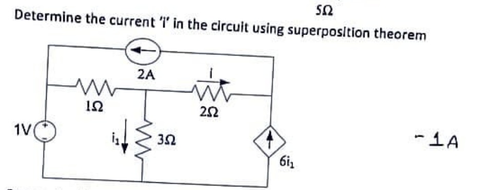 Solved SΩDetermine the current ' i ' ﻿in the circuit using | Chegg.com