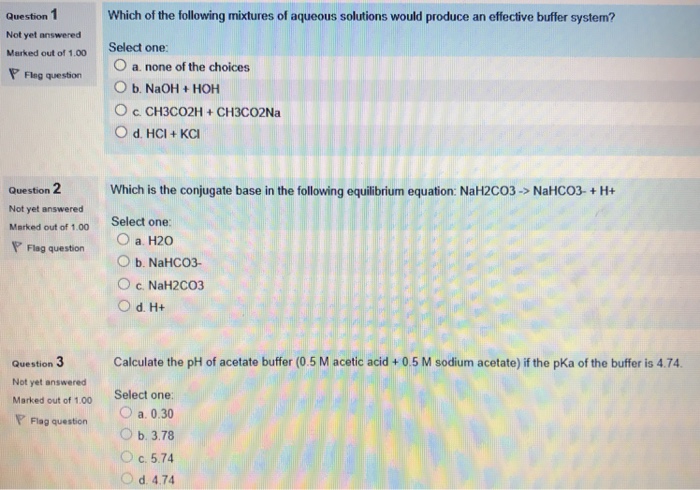 Solved Question 1Which of the following mixtures of aqueous | Chegg.com