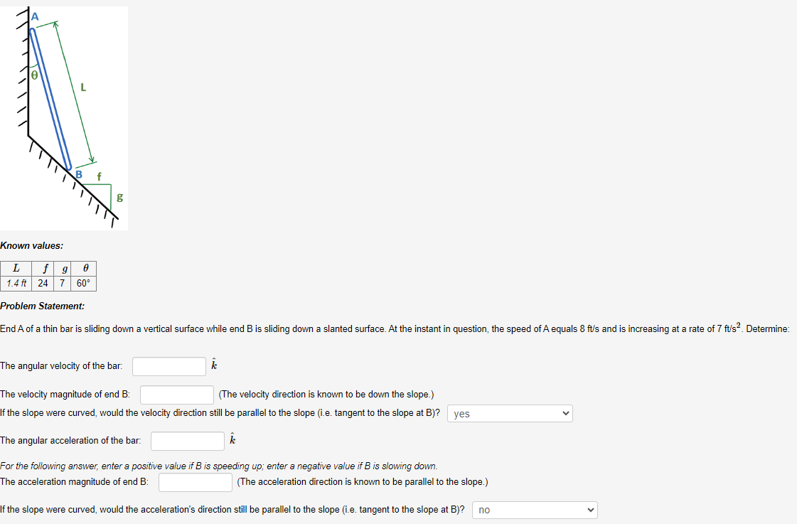 Solved Known values: Problem Statement: End A of a thin bar | Chegg.com