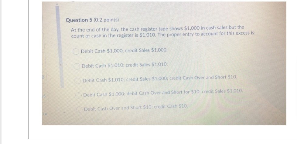 Solved Question 5 ( 0.2 points) At the end of the day, the | Chegg.com