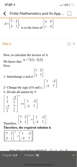 Solved 17:07 1 LTE Finite Mathematics and Its App... d is in | Chegg.com