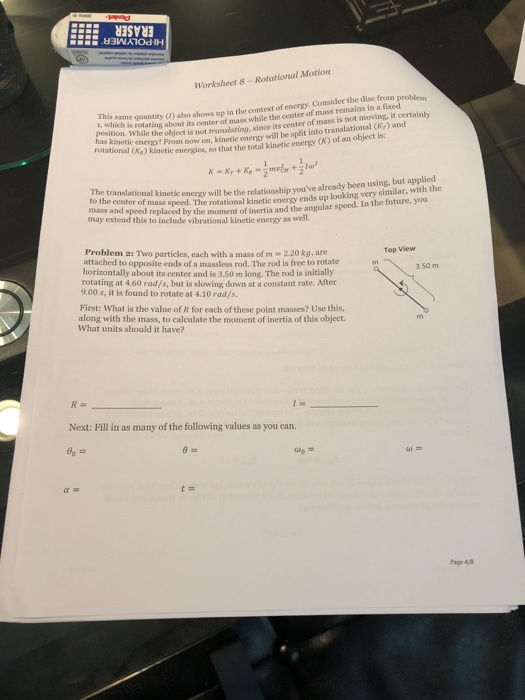 Solved Svu Worksher s- Rotational Motion Constant Angular | Chegg.com