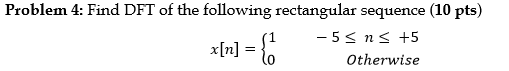 Solved Problem 4: Find DFT of the following rectangular | Chegg.com