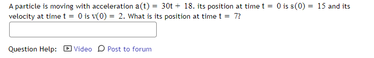 Solved A particle is moving with acceleration a(t)=30t+18. | Chegg.com
