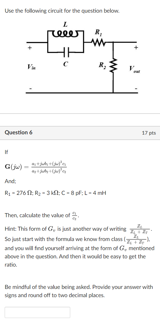 Solved Use the following circuit for the question below. | Chegg.com