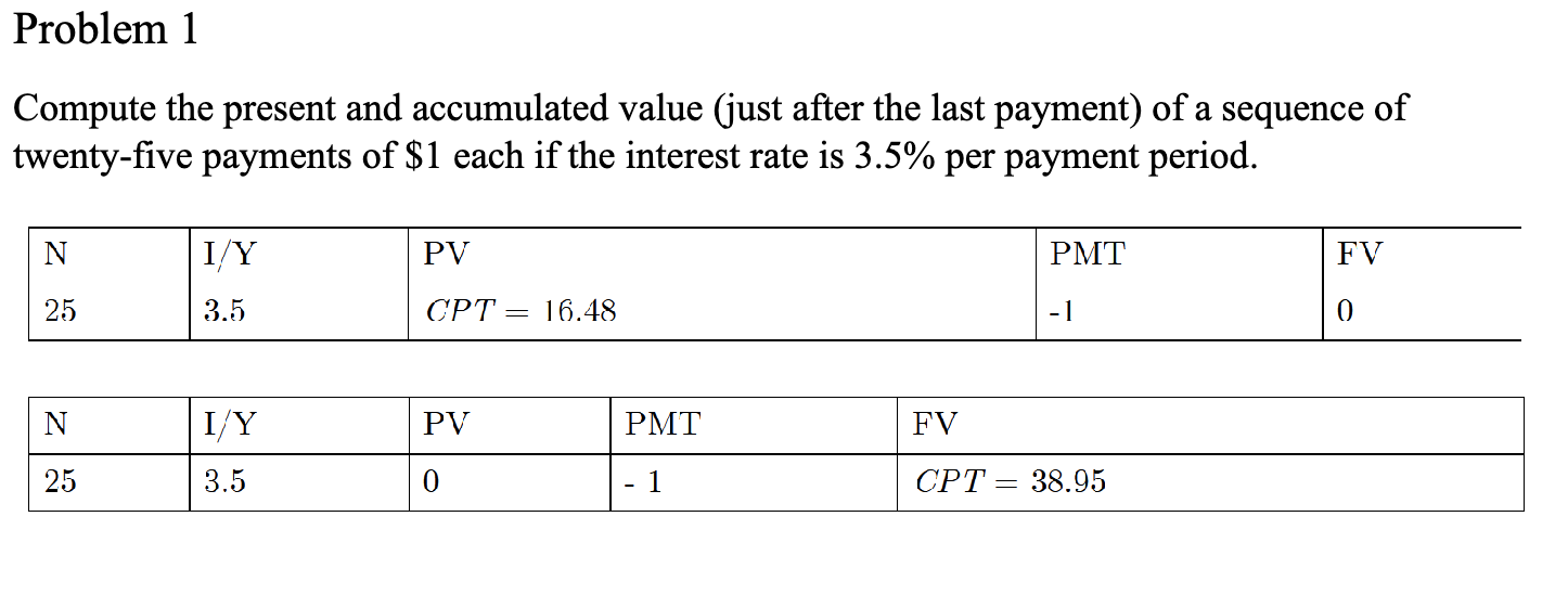 Solved Compute the present and accumulated value (just after | Chegg.com