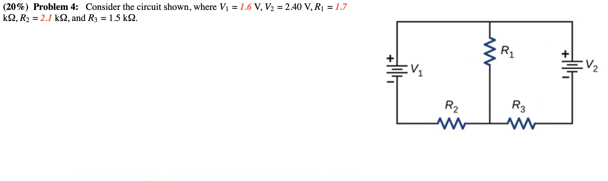 Solved 25% Part (a) What is the current through resistor R1 | Chegg.com