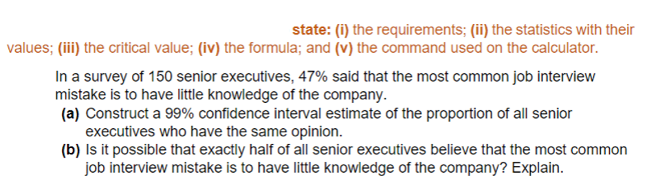 Solved state: (i) the requirements; (ii) the statistics with | Chegg.com