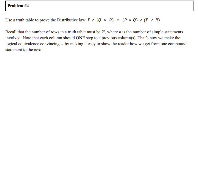 Solved Use a truth table to prove the Distributive law: | Chegg.com