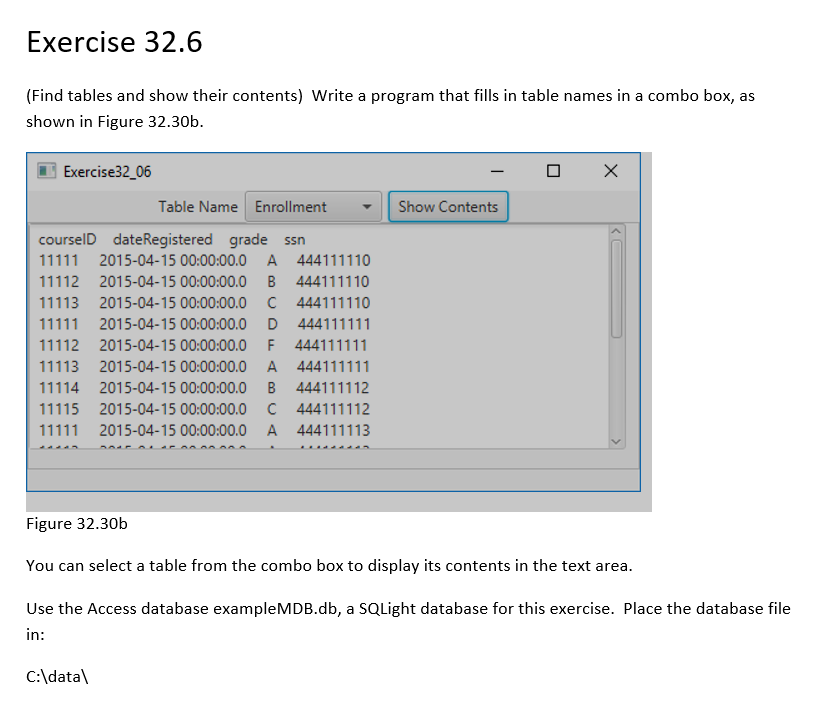 Solved (Find tables and show their contents) Write a program | Chegg.com