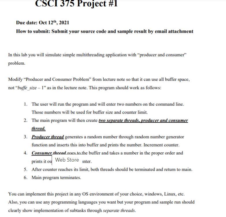CSCI 375 Project #1 Due date: Oct 12th, 2021 How to | Chegg.com