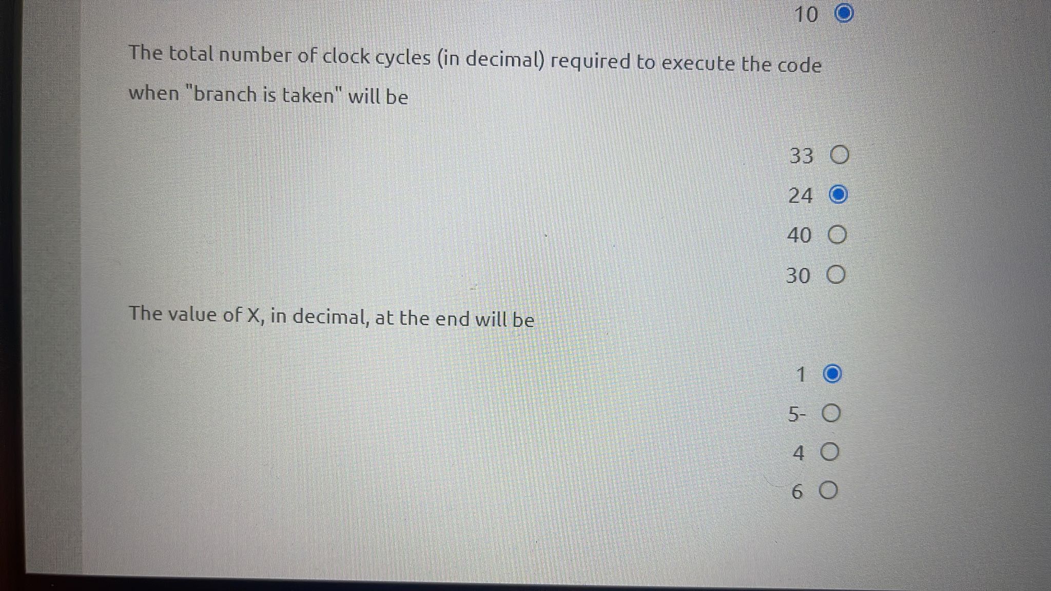 Solved The total number of clock cycles (in decimal) | Chegg.com