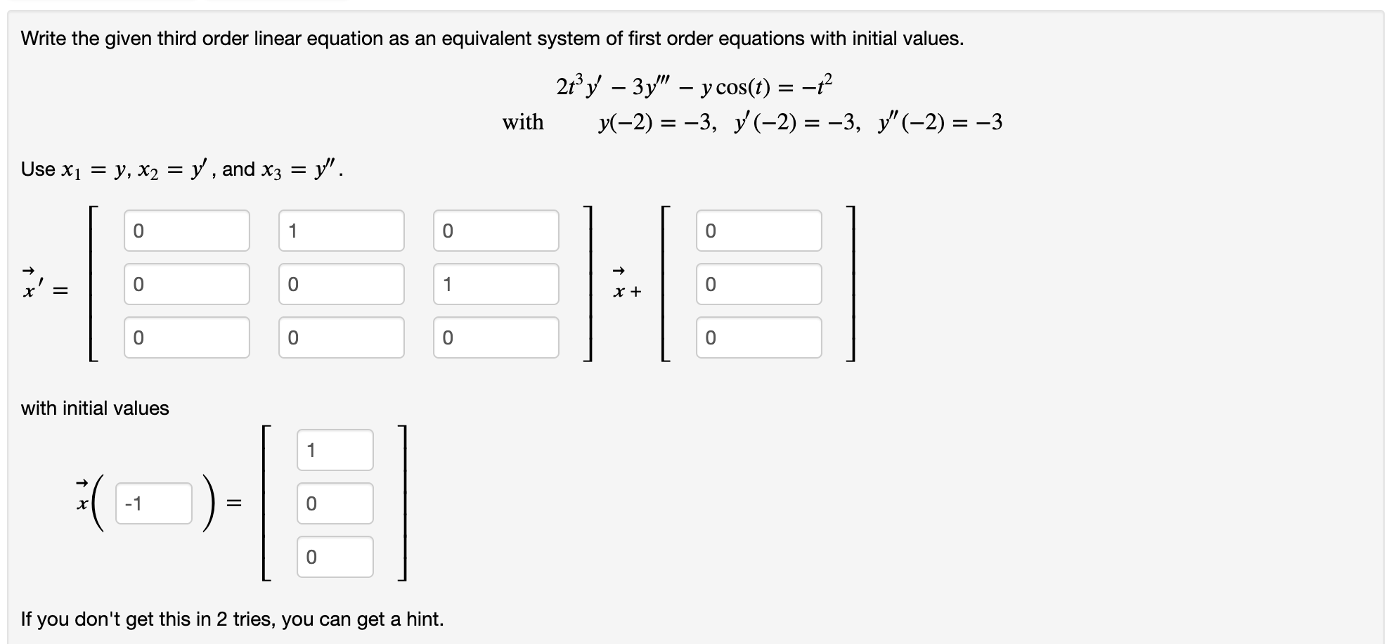 Solved Write the given third order linear equation as an | Chegg.com