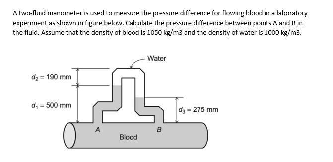 Solved A two-fluid manometer is used to measure the pressure | Chegg.com