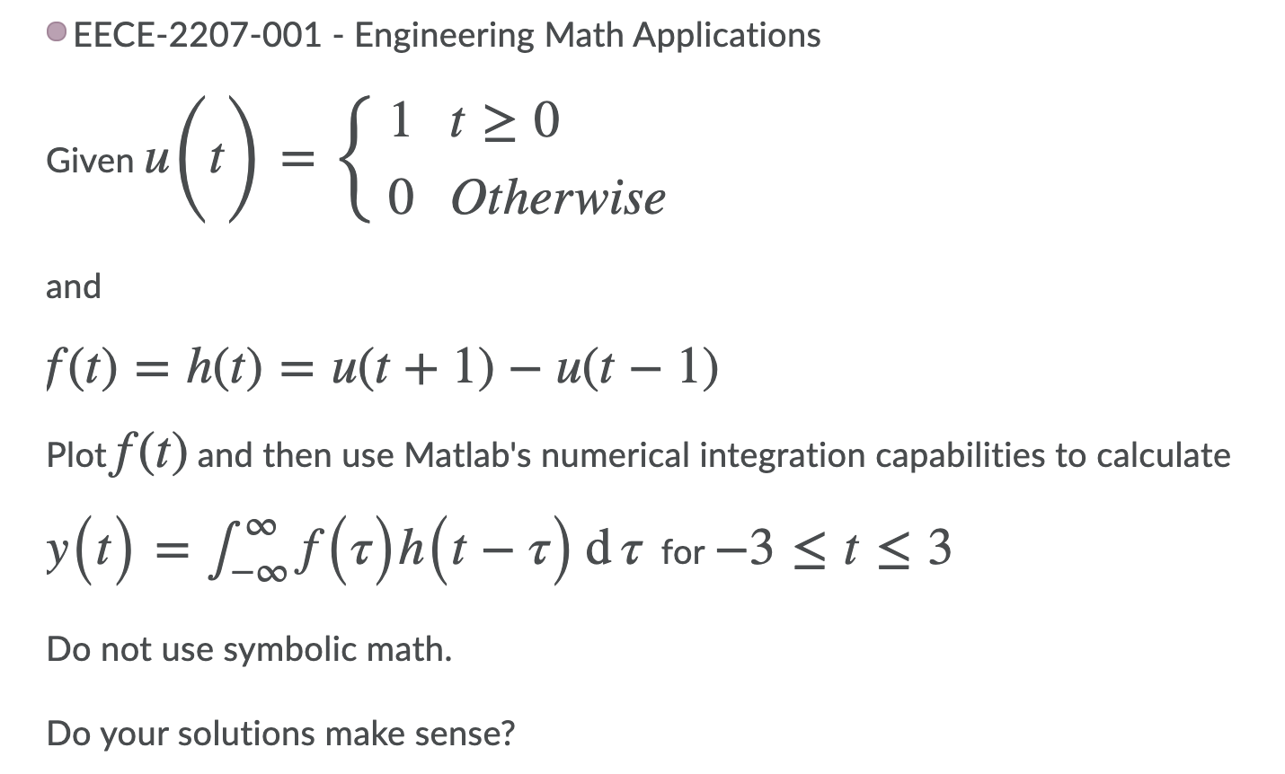 Solved EECE-2207-001 - Engineering Math Applications (1 t20 | Chegg.com