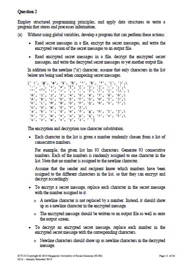 Question 2 Employ structured programming principles, | Chegg.com