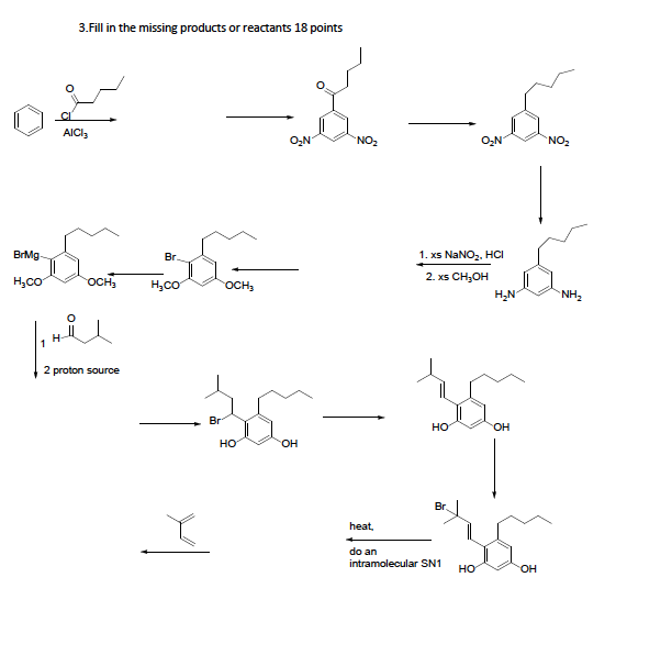 Solved 3.Fill in the missing products or reactants 18 points | Chegg.com