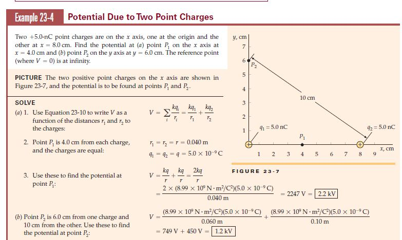 Solved Example 23-4 Potential Due to Two Point Charges y, cm | Chegg.com