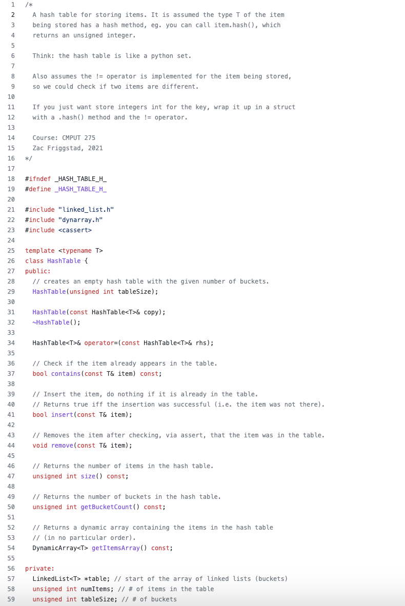 Solved Description In the hash table implementation | Chegg.com