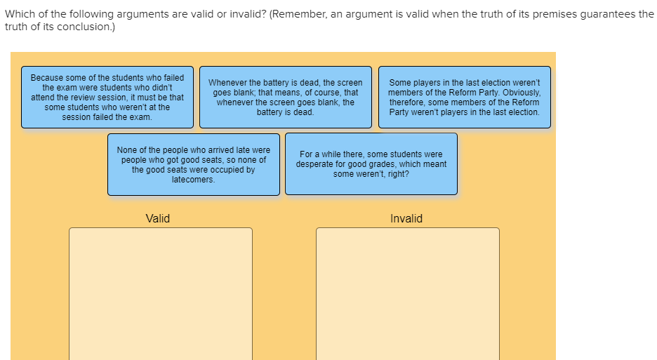 Solved Which of the following arguments are valid or | Chegg.com