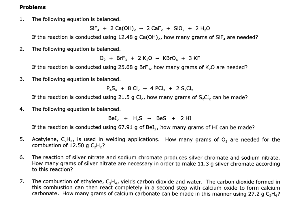 Solved 1. The following equation is balanced. | Chegg.com