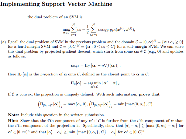 Solved Implementing Support Vector Machine the dual problem | Chegg.com