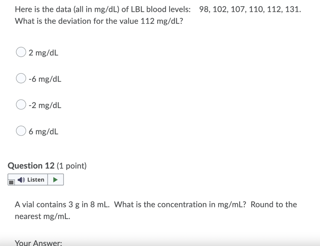 Solved Here is the data (all in mg/dL) of LBL blood levels: | Chegg.com