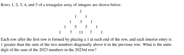 Solved Rows 1,2,3,4, and 5 of a triangular array of integers | Chegg.com