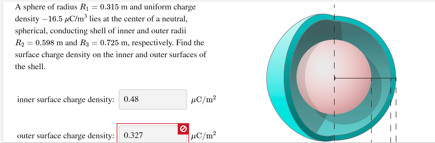 Solved - - - A sphere of radius R1 = 0.315 m and uniform | Chegg.com