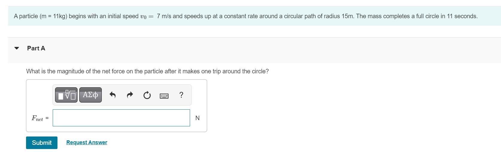 Solved A particle (m = 11kg) begins with an initial speed v0 | Chegg.com