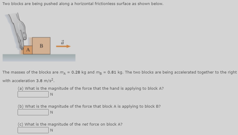 Solved Two blocks are being pushed along a horizontal | Chegg.com
