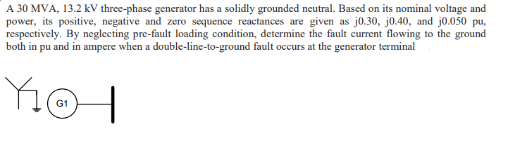 Solved A 30 MVA, 13.2 kV three-phase generator has a solidly | Chegg.com