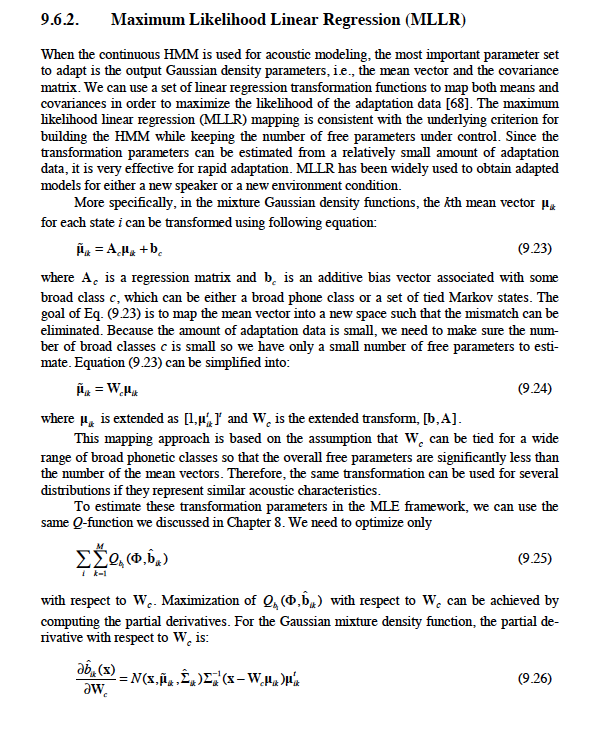 962 Maximum Likelihood Linear Regression Mllr 9779