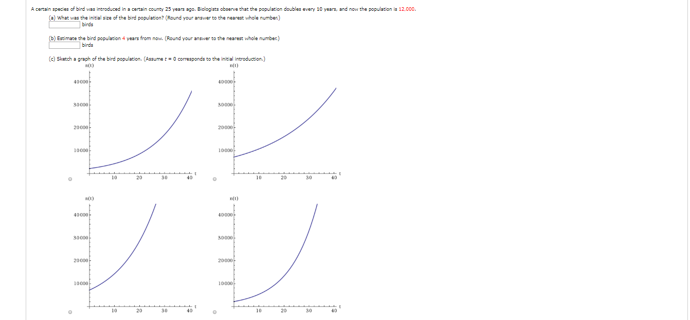 Solved A certain species of bird was introduced in a certain | Chegg.com
