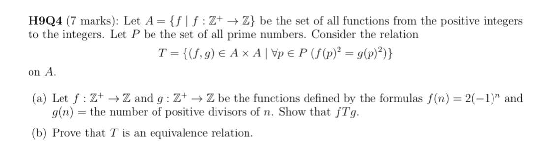 Solved H9Q3 (5 marks): For each relation below, determine | Chegg.com