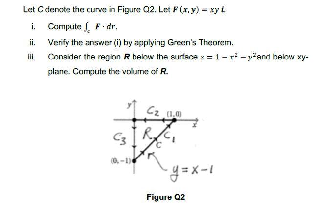 Solved Let C denote the curve in Figure Q2. Let F(x,y)=xyi. | Chegg.com