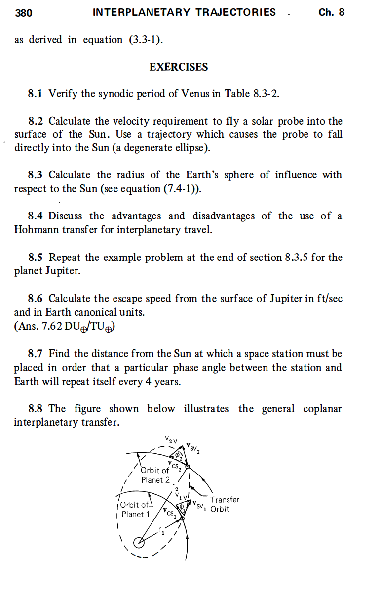 380 INTERPLANETARY TRAJECTORIES Ch. 8 as derived in | Chegg.com