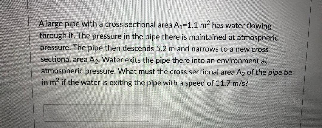 Solved A large pipe with a cross sectional area Aq=1.1 m2 | Chegg.com