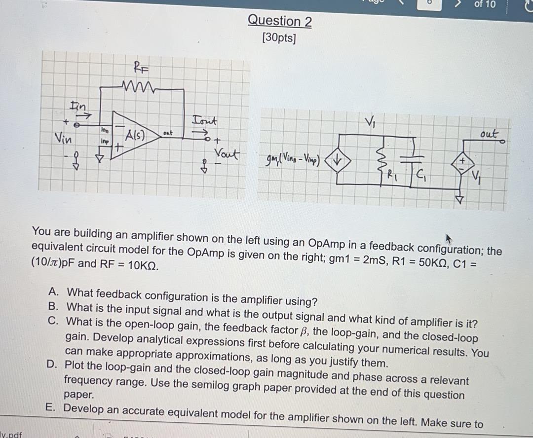 Solved Question 2 [30pts] You are building an amplifier | Chegg.com
