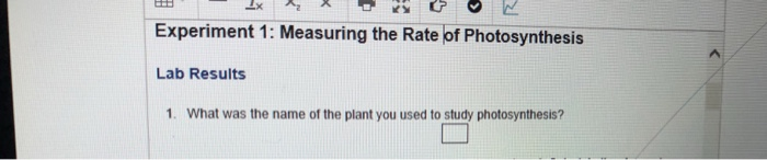 Experiment 1: Measuring the Rate of Photosynthesis | Chegg.com