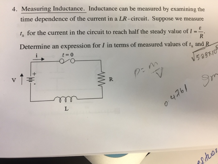 Solved 4. Measuring Inductance. Inductance can be measured | Chegg.com