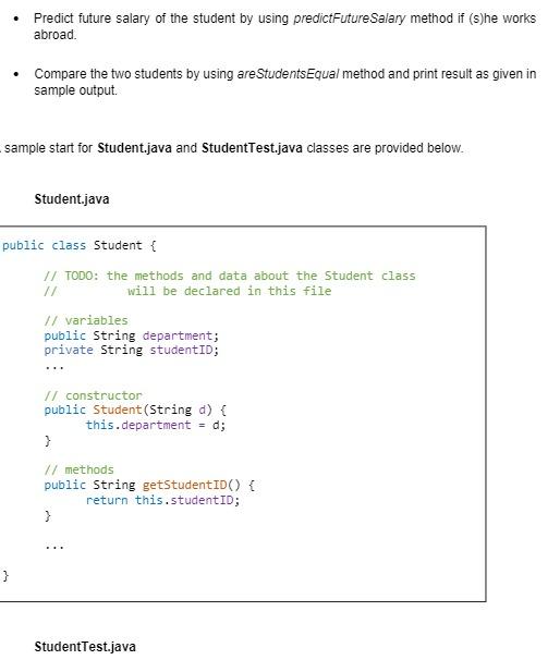Solved Write a class called Student.java with the following | Chegg.com