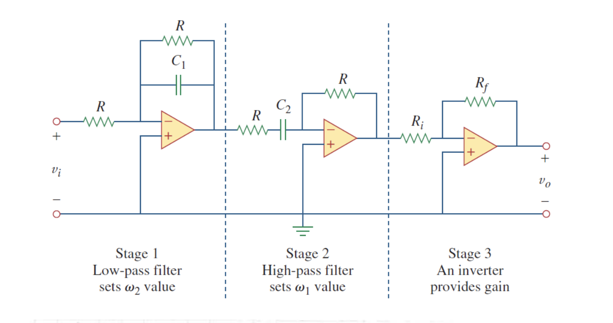 Solved Design a band pass filter (determine the values of | Chegg.com