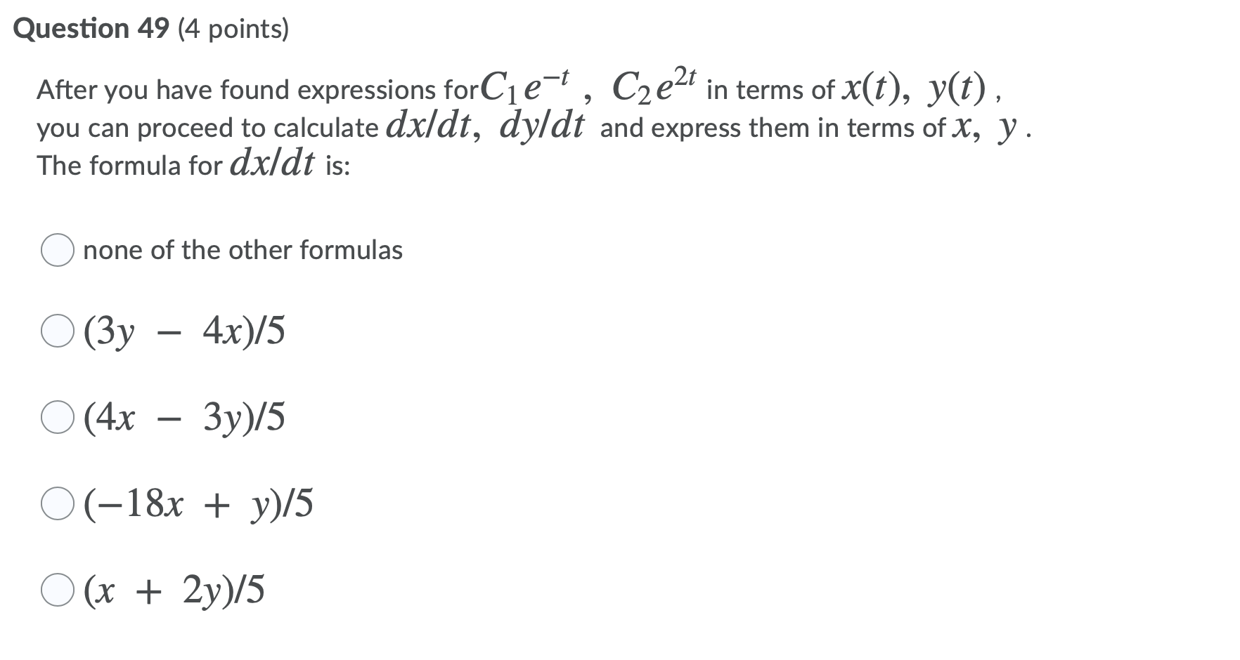Solved A system of first order linear autonomous diff eqs | Chegg.com