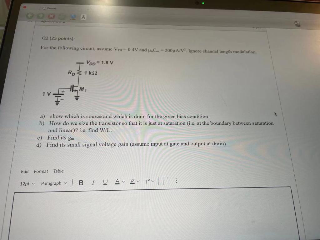Solved Car * A Q2 (25 points) For the following circuit, | Chegg.com